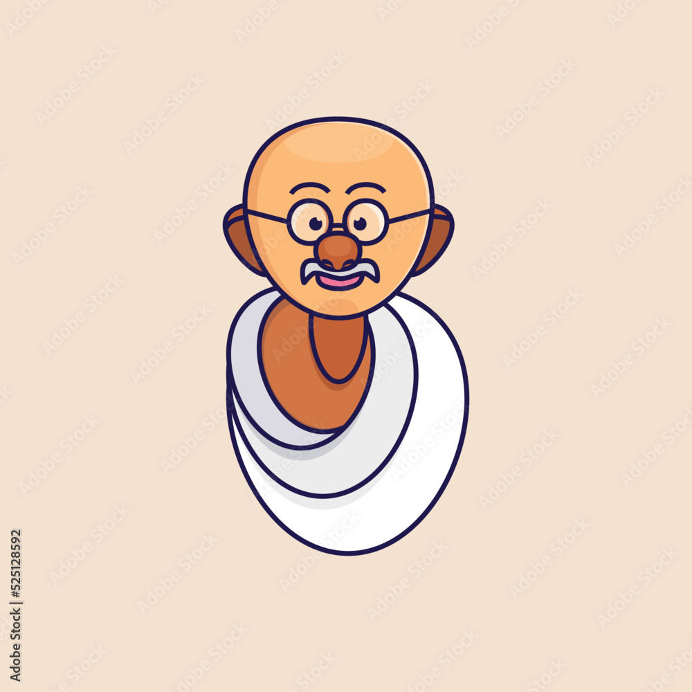 A cute flat and minimal illustration of Mahatma Gandhi for the occasion ...