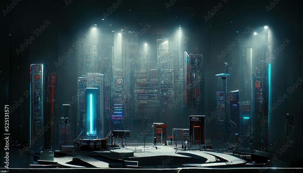 A futuristic stage, with a podium in the center. Sci-Fi Futuristic ...