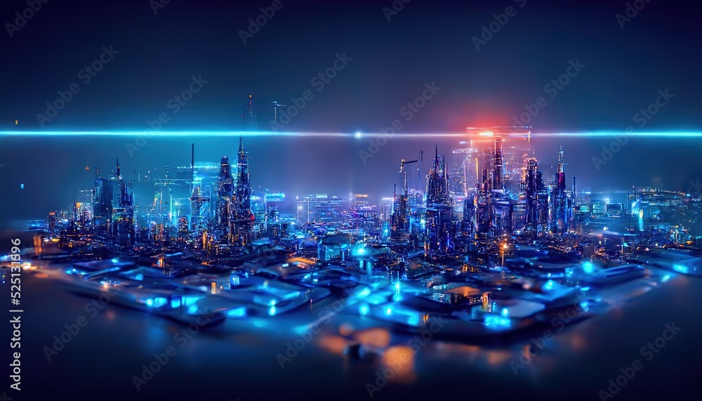 Smart city and IoT (Internet of Things) concept. ICT. Modern buildings ...