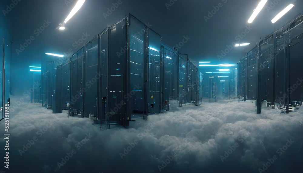 Data center or server room with servers of information cloud storage ...
