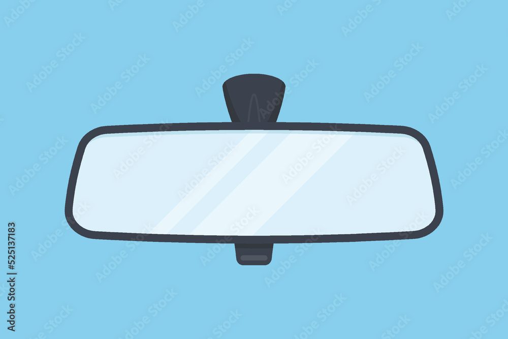 Rear view inside car mirror vector flat illustration Stock Vector ...