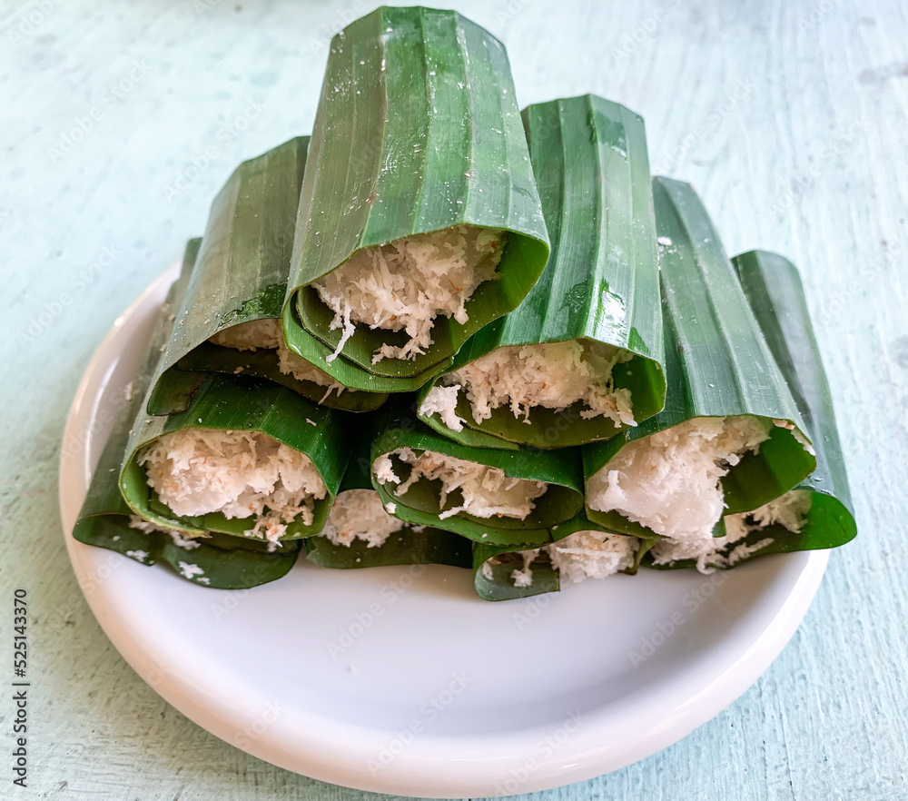 A traditional Putu snack from Indonesia, made of glutinous rice ...