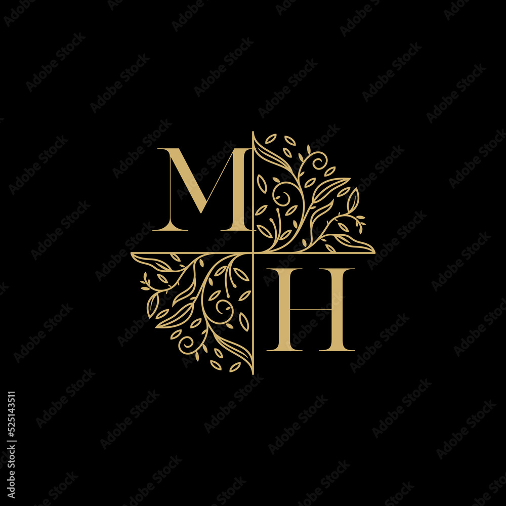 MH circle floral wedding logo initial logo design which is good for ...