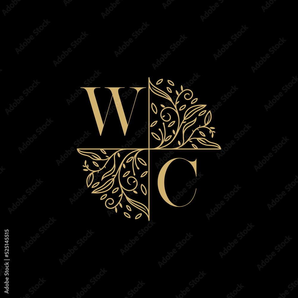 WC circle floral wedding logo initial logo design which is good for ...