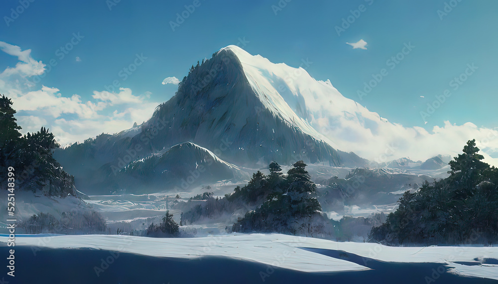 Beautiful Snowy Mountain Scenery