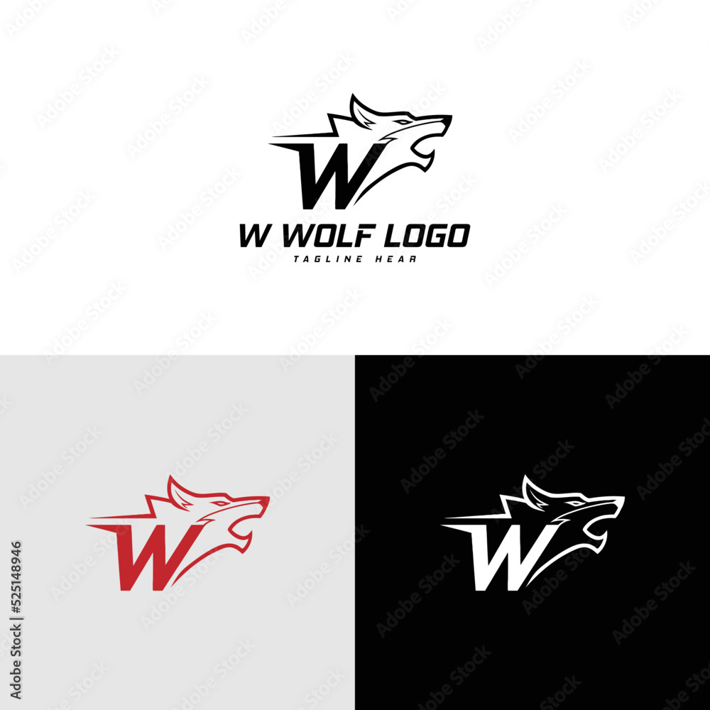 w wolf logo or w modern logo, golden, creative, minimal, icon, letter ...