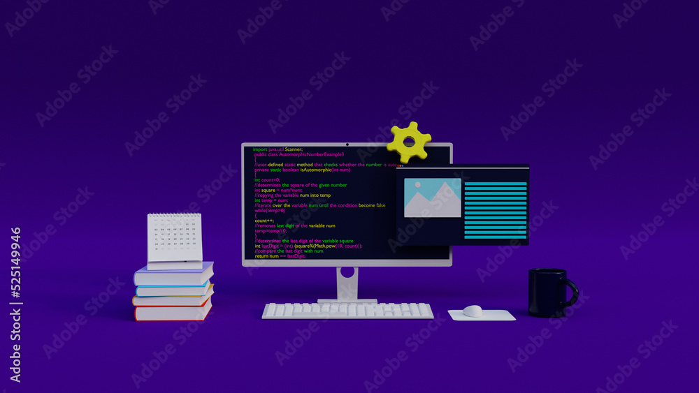 programmer workstation 3d concept design, programming product marketing ...