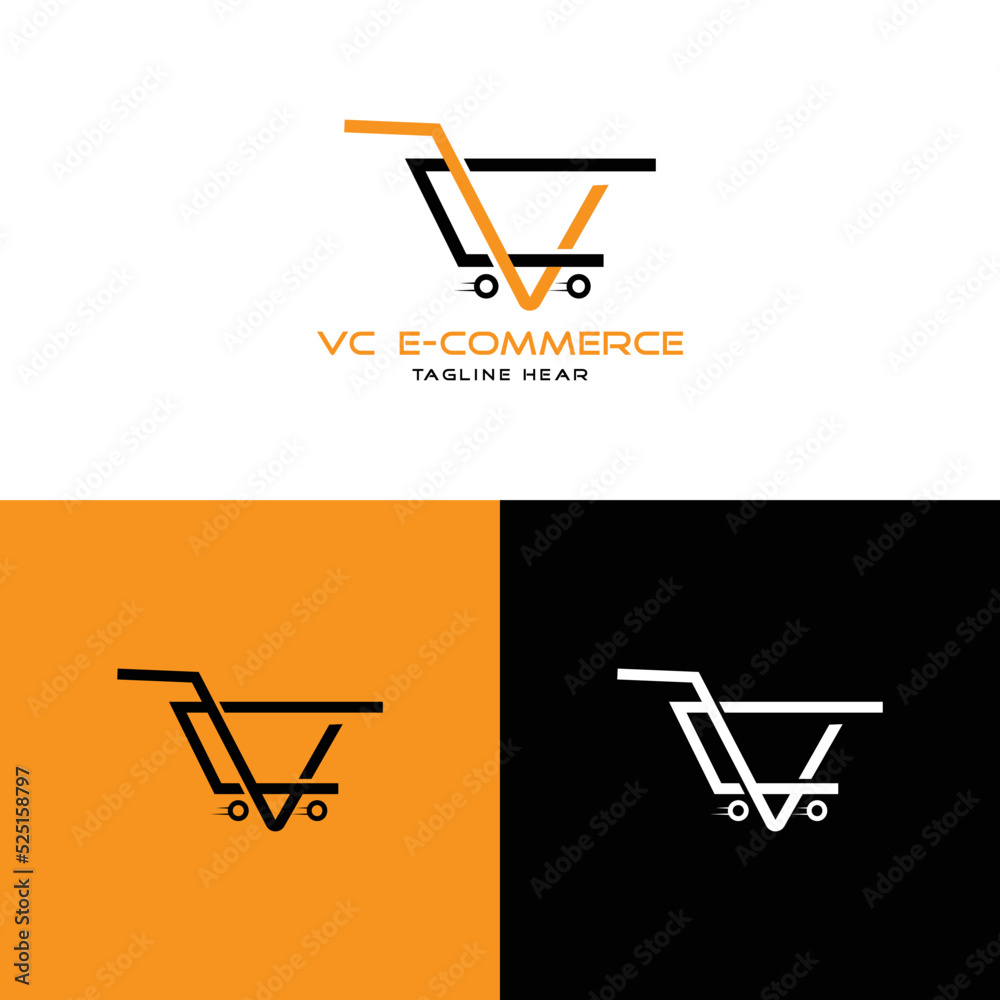 VC E-commerce logo or CV modern logo, golden, creative, minimal, icon ...