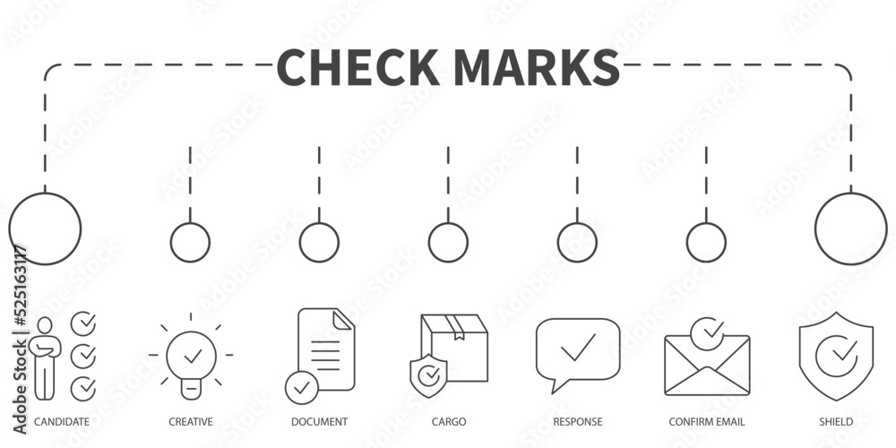 Check Marks sign Vector Illustration concept. Banner with icons and ...