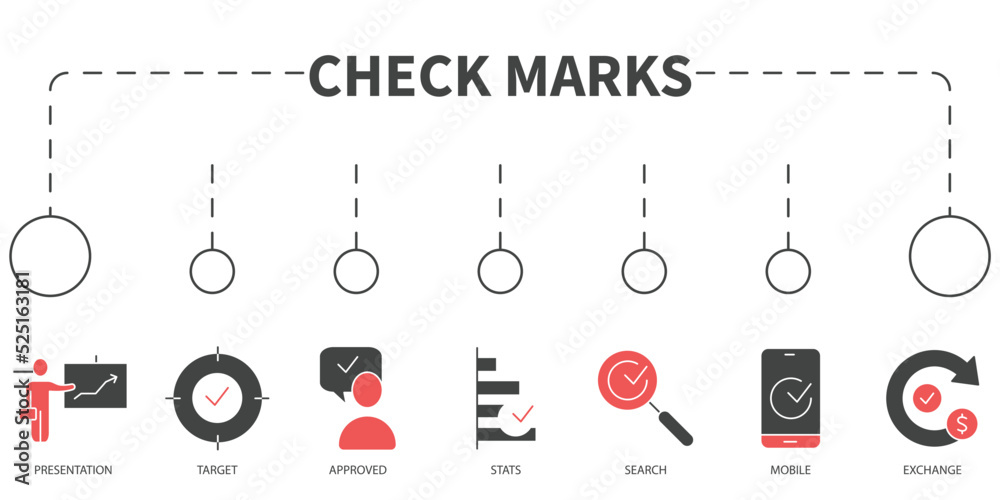 Check Marks sign Vector Illustration concept. Banner with icons and ...