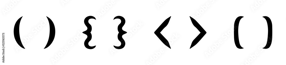 Set of 4 basic black curly braces isolated on white background Round ...