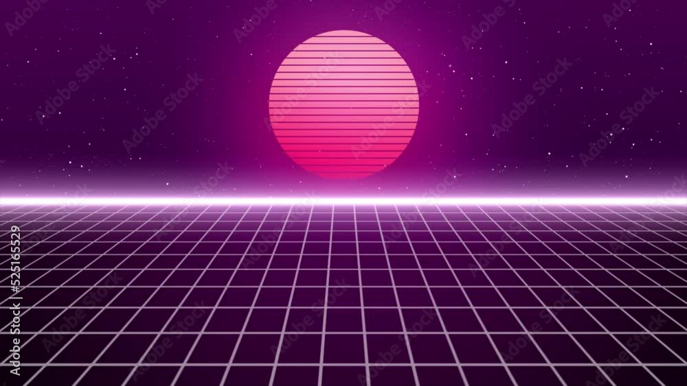 Retro 80s Background, cyber digital landscape, Retro 80s style ...