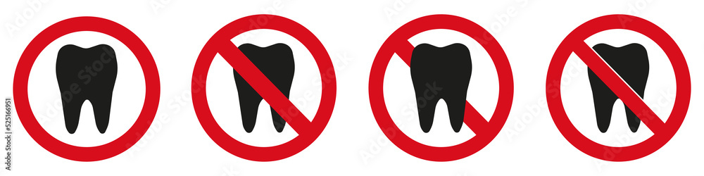 Toothless icon. Prohibited sign with a tooth. Simple style. eps10 Stock ...