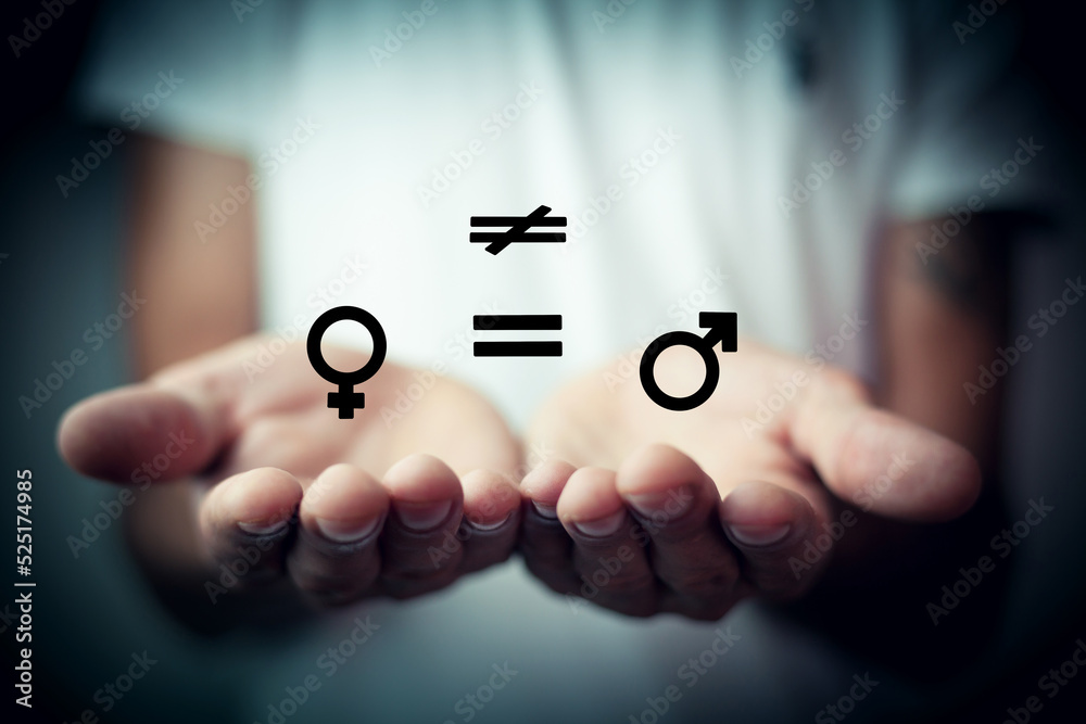 Concepts of gender equality. with symbol unequal change to equal sign ...