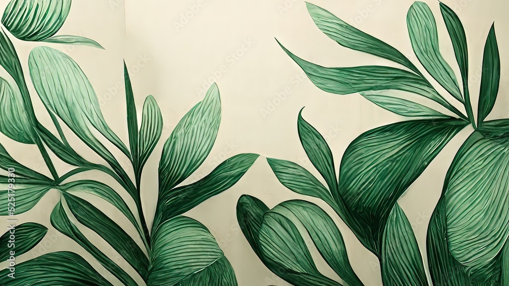 Green plant and leafs pattern. Pencil, hand drawn natural illustration ...