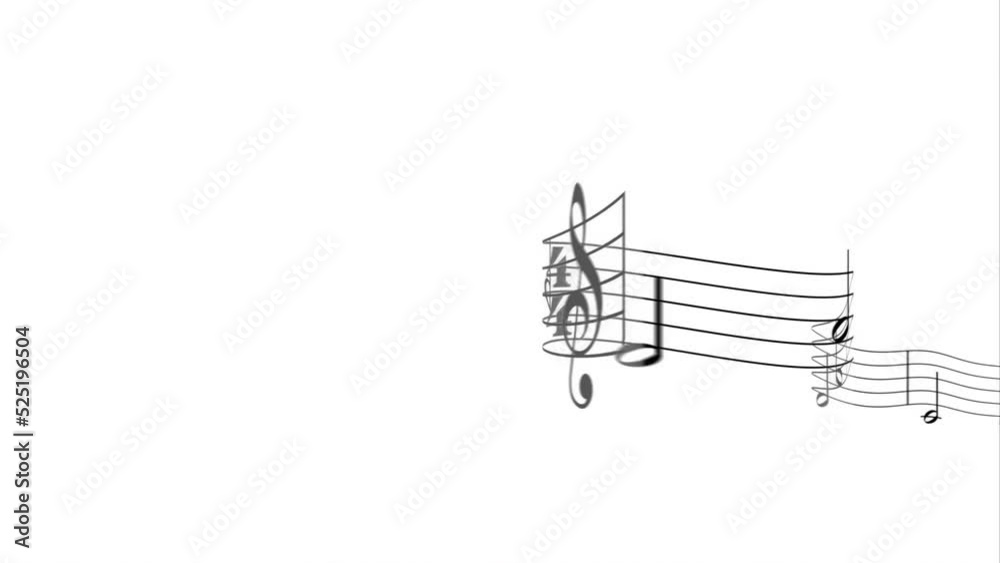 Music Background: Black musical notes flowing on a 3d white background ...