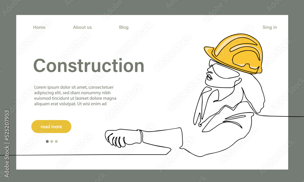 Vector landing page of architecture works with protective face masks ...
