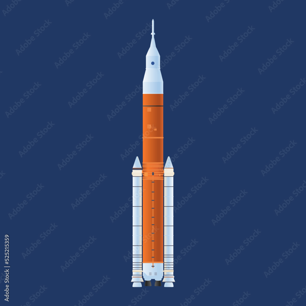 Artemis rocket vector illustration, 365 feet model SLS Block 1B Crew ...