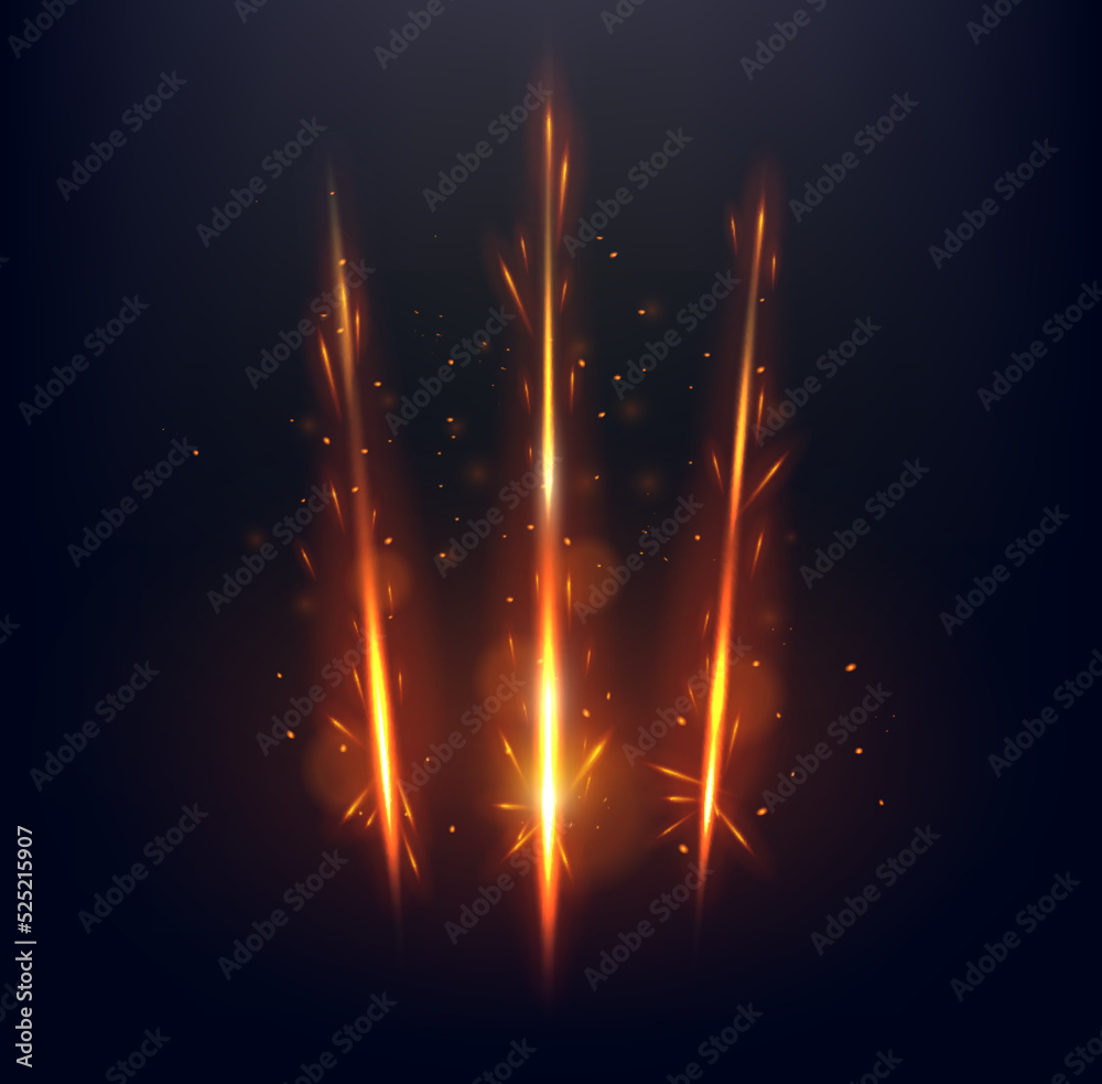 Fiery claw marks and scratches. Vector glowing traces of monster ...