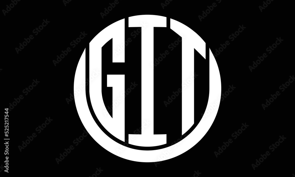 GIT shield in circle logo design vector template. letter mark, wordmark ...