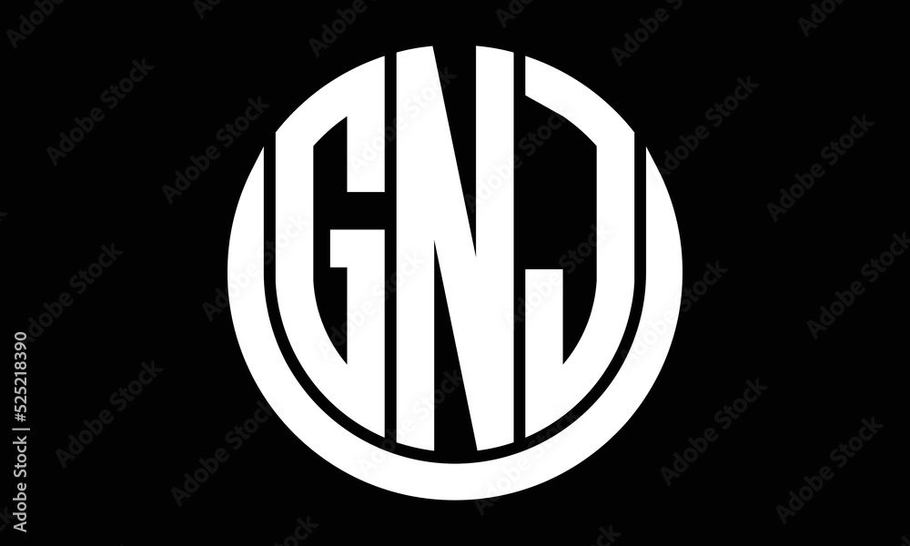 GNJ shield in circle logo design vector template. letter mark, wordmark ...