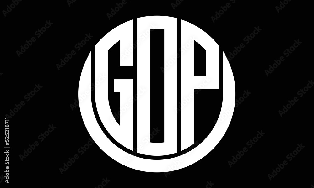 GOP shield in circle logo design vector template. letter mark, wordmark ...