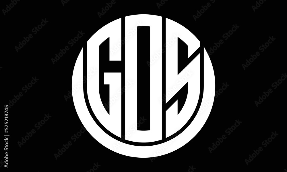 GOS shield in circle logo design vector template. letter mark, wordmark ...
