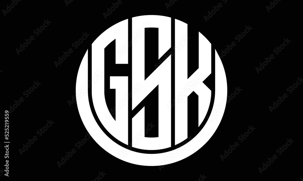 GSK shield in circle logo design vector template. letter mark, wordmark ...