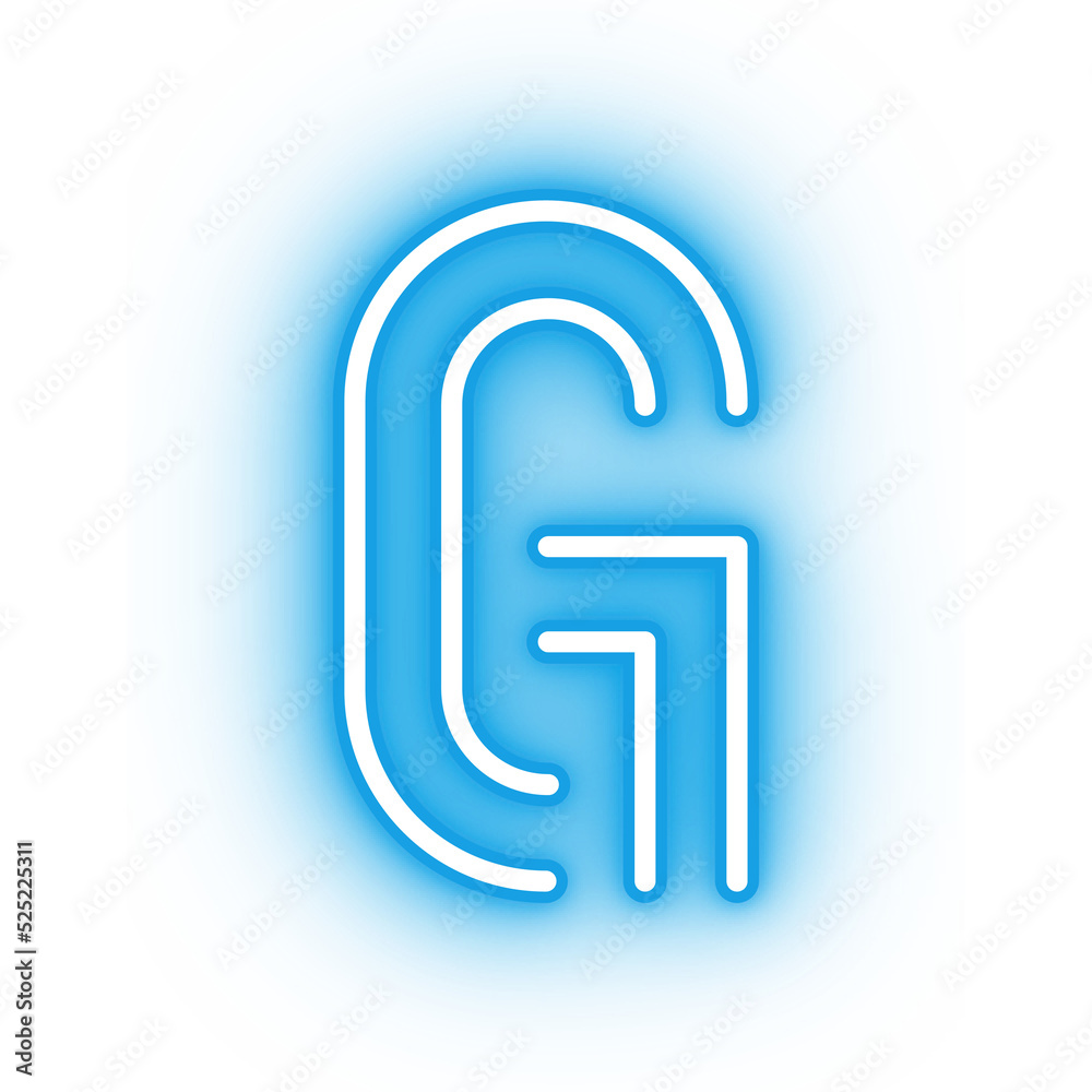 Neon alphabet G icon, glowing icon, glowing alphabet icon, glowing G ...