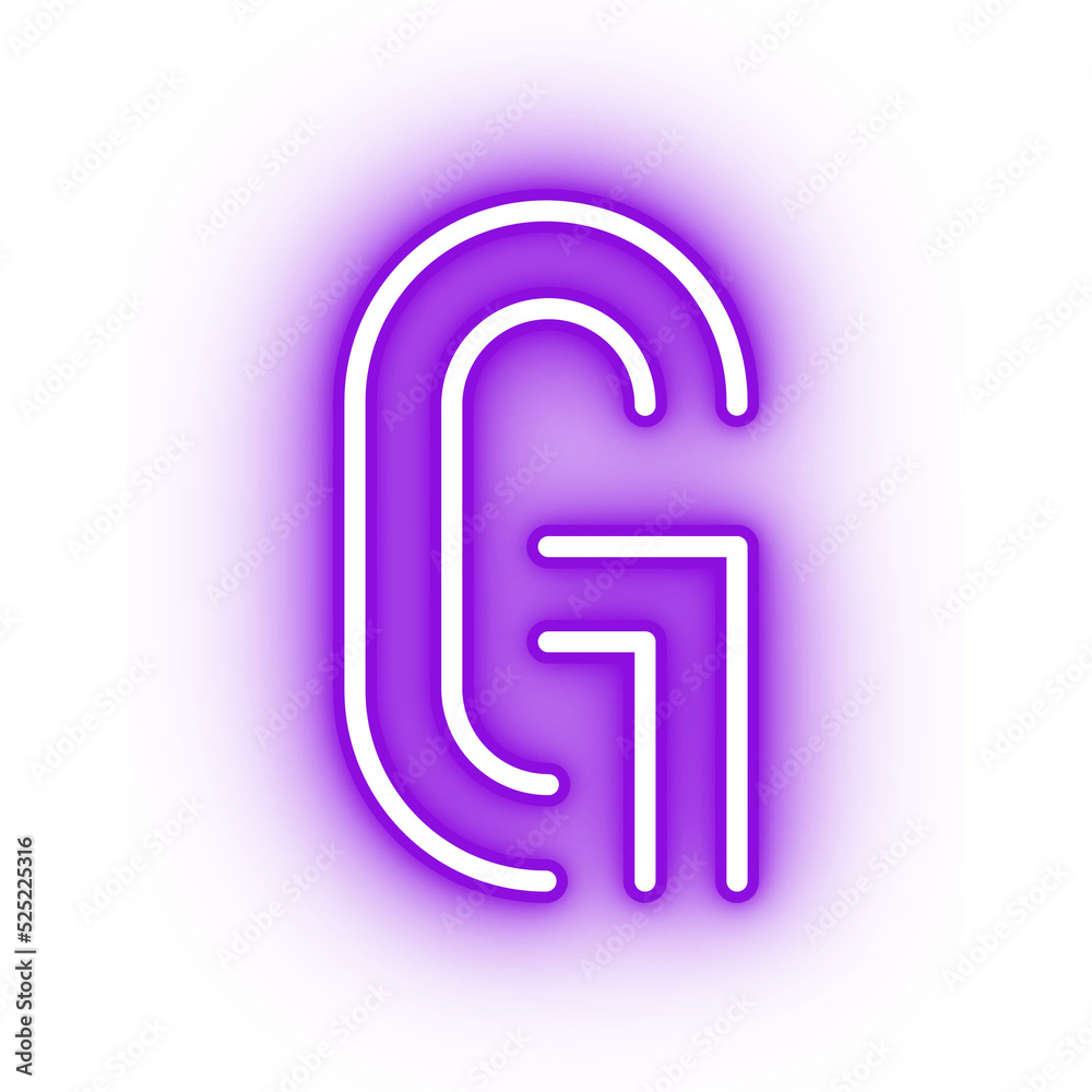 Neon alphabet G icon, glowing icon, glowing alphabet icon, glowing G ...