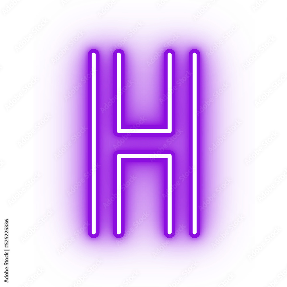 Neon alphabet H icon, glowing icon, glowing alphabet icon, glowing H ...