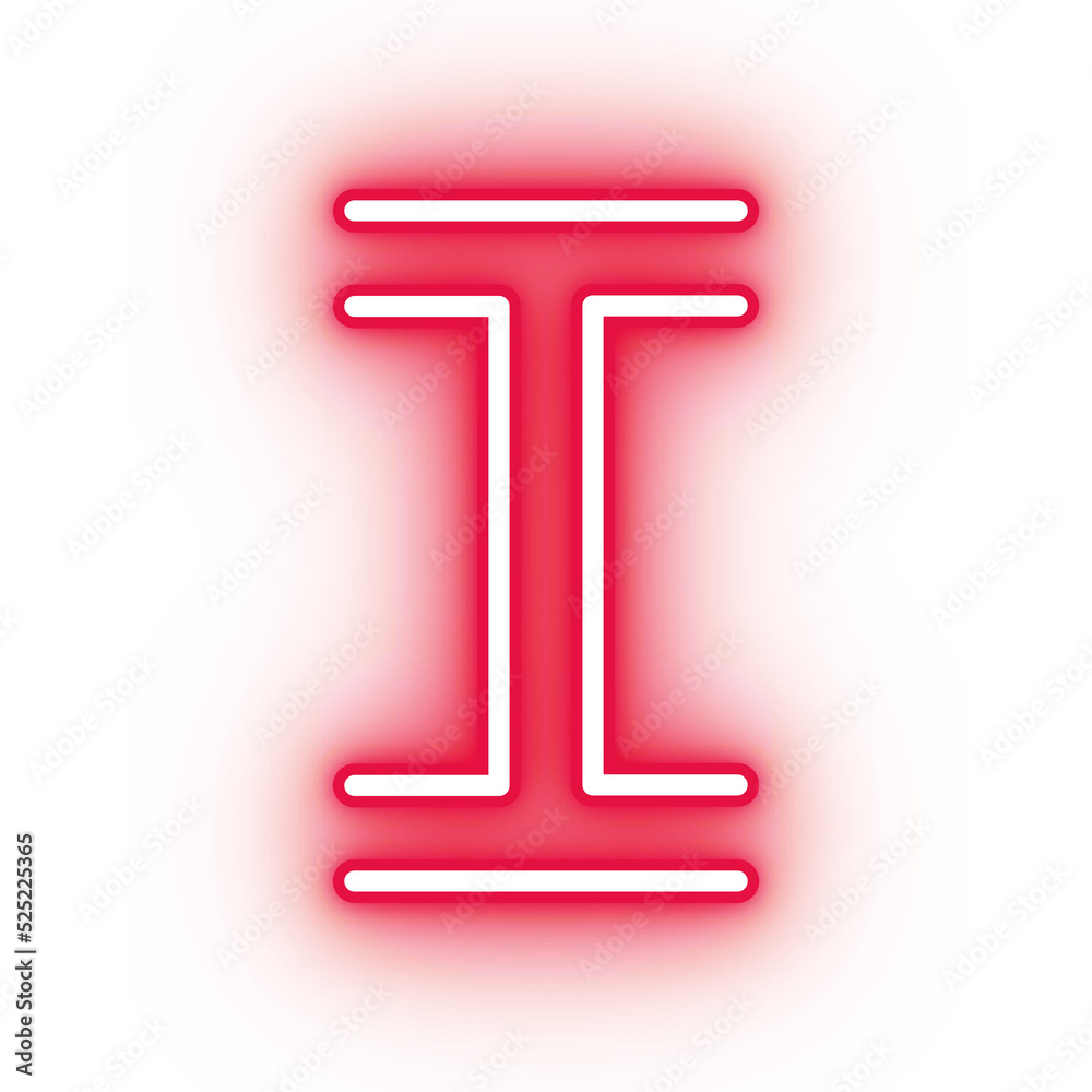 Neon alphabet I icon, glowing icon, glowing alphabet icon, glowing I ...