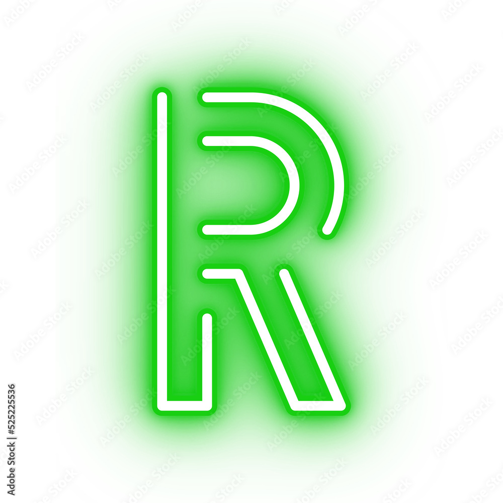 Neon alphabet R icon, glowing icon, glowing alphabet icon, glowing R ...