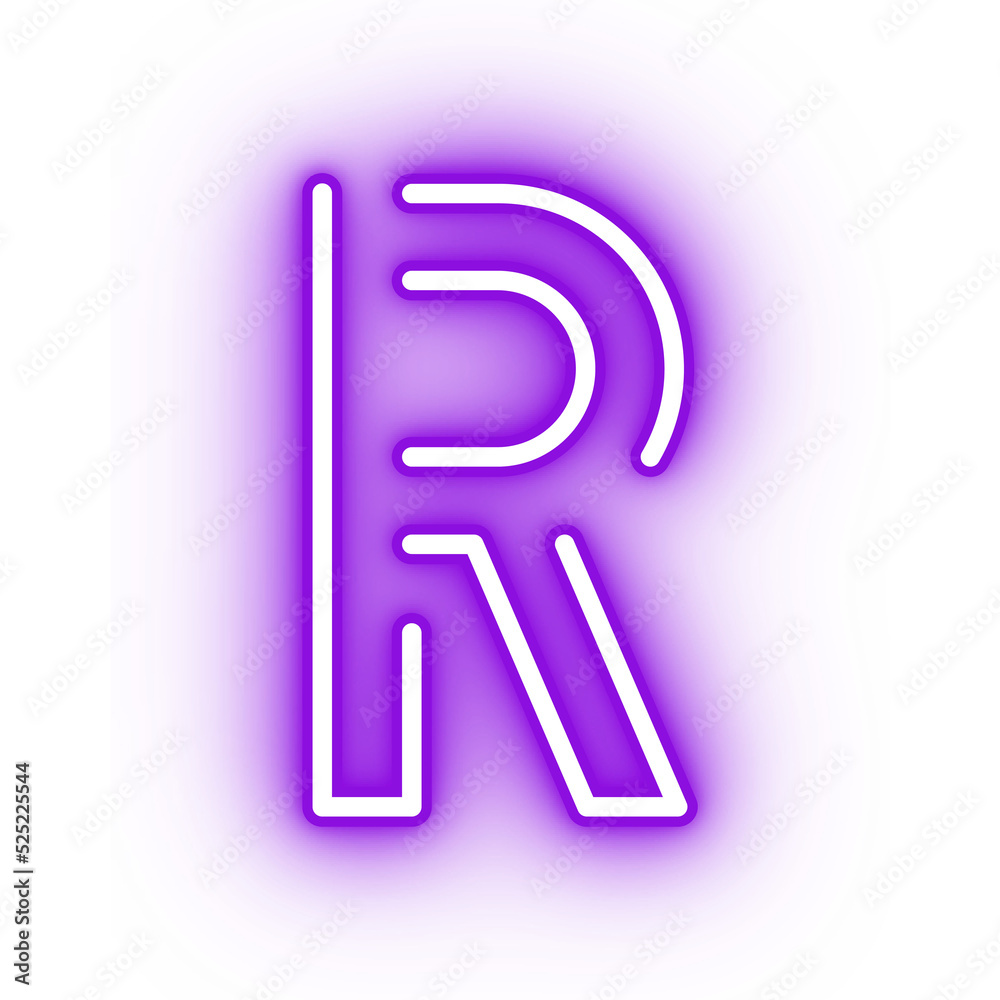 Neon alphabet R icon, glowing icon, glowing alphabet icon, glowing R ...