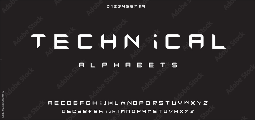 TECHNICAL Sports minimal tech font letter set. Luxury vector typeface ...