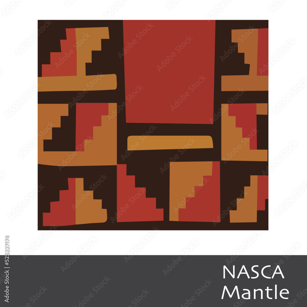 Nazca mantle, design of geometric shapes, lines, squares and colorful ...