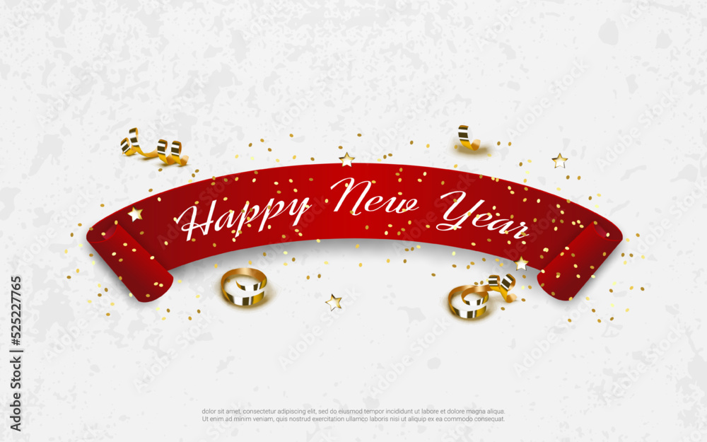 Happy new year letters with ribbons banner, vector art and illustration ...