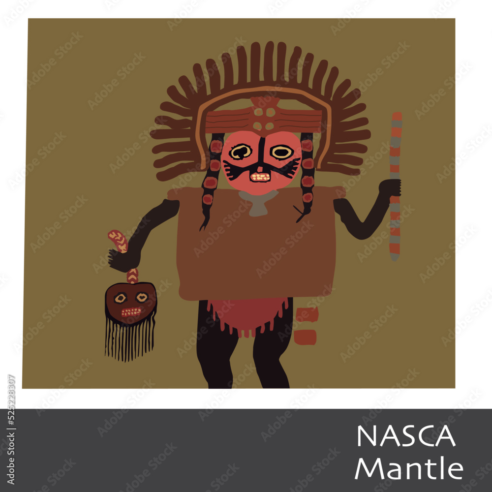 Vetor de Nazca Mantle. Description: Humanoid figure, Human sacrifice ...