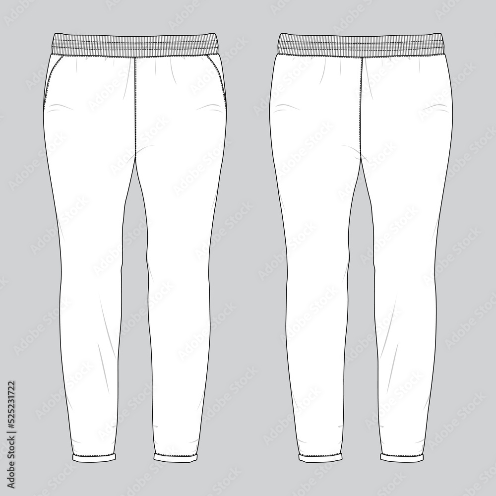 Slim fit Leggings pants fashion flat sketch vector illustration ...