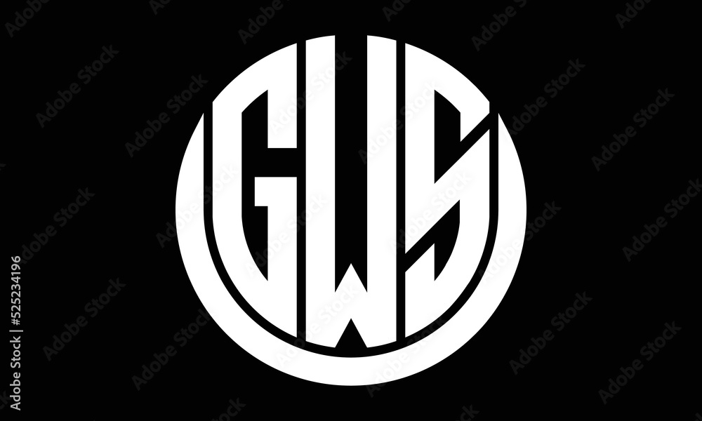 GWS shield in circle logo design vector template. letter mark, wordmark ...