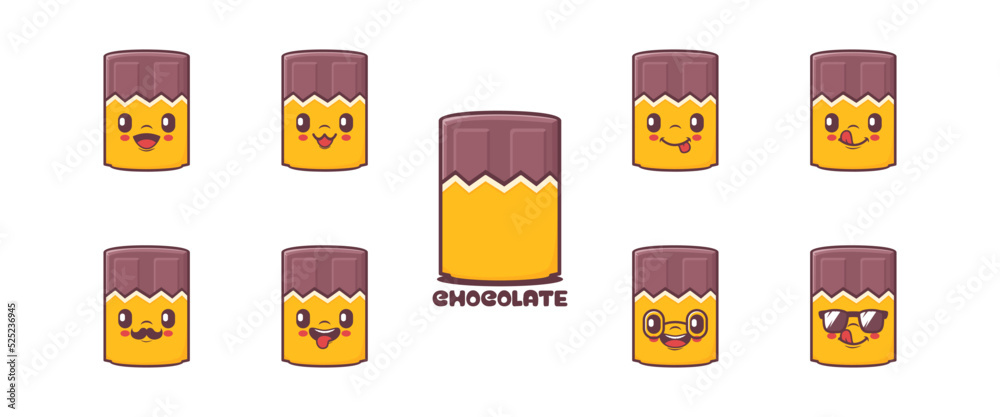 chocolate cartoon. food vector illustration. icon, emoticons, cartoons ...