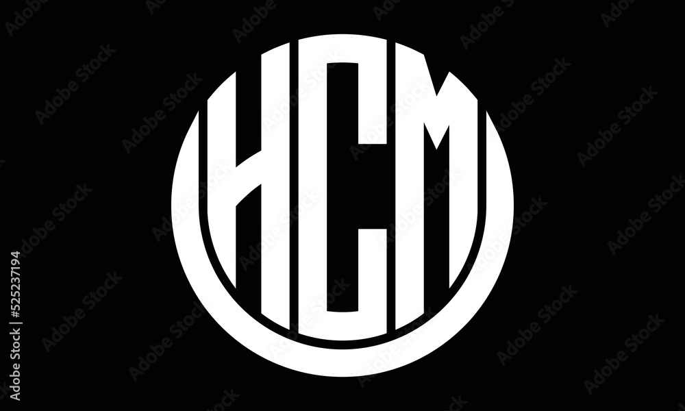 HCM shield in circle logo design vector template. letter mark, wordmark ...