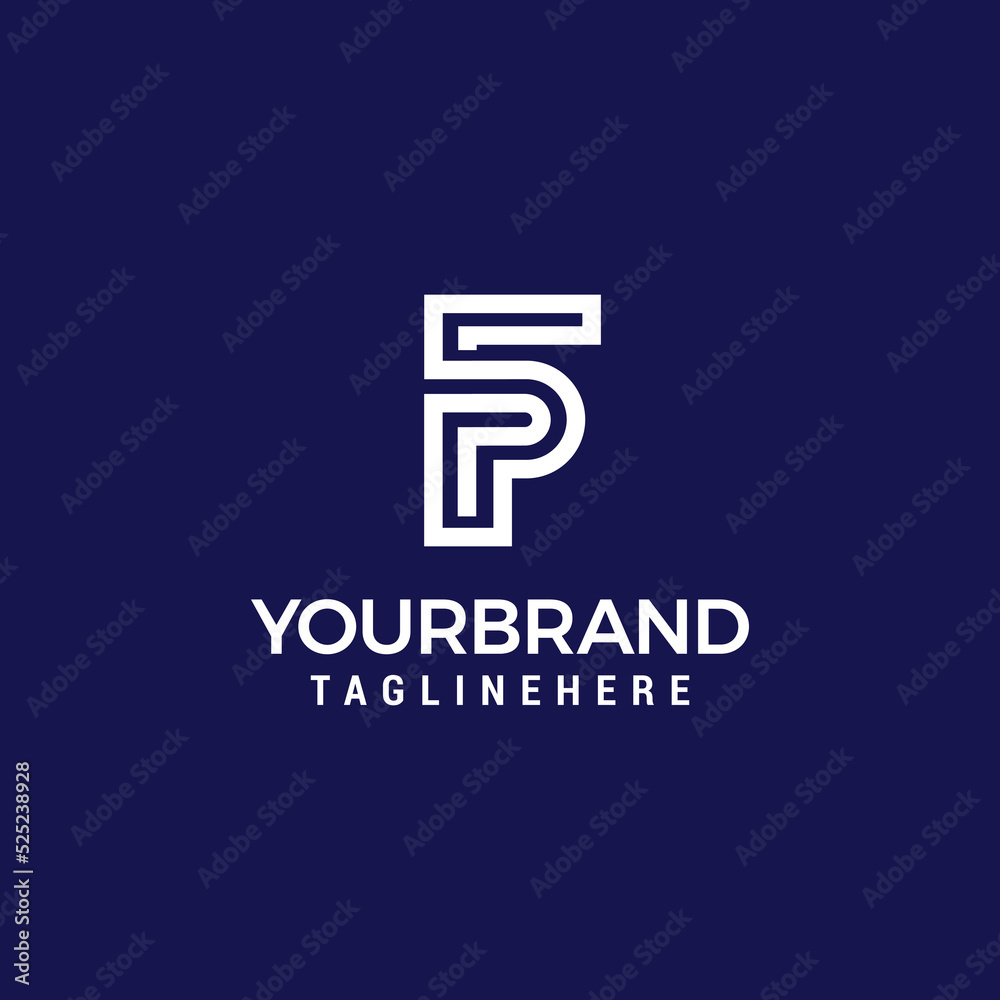 Letter FP Monogram Logo Line Design Template Vector Stock Vector ...