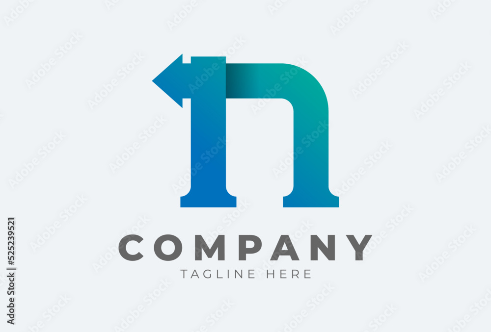 Initial N logo. letter N with arrow in gradient colour logo design ...