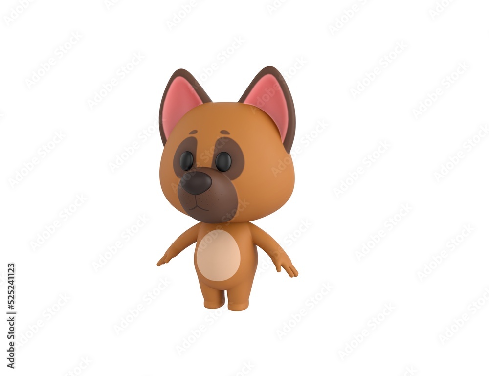 German Shepherd Dog character standing in T-Pose in 3d rendering. Stock ...