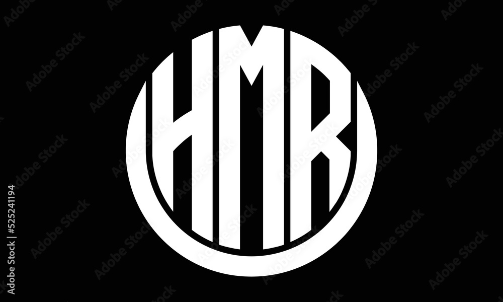 HMR shield in circle logo design vector template. letter mark, wordmark ...
