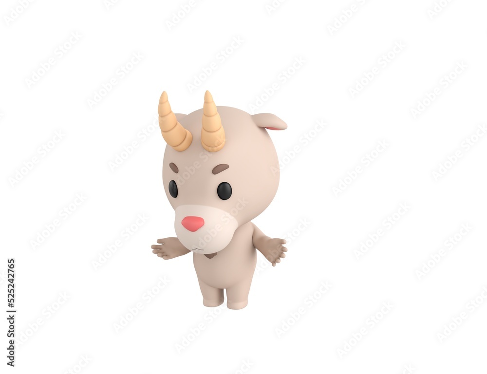 Little Goat character Unhappy sad disappointed in 3d rendering. Stock ...