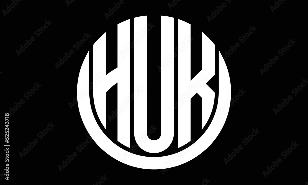 HUK shield in circle logo design vector template. letter mark, wordmark ...