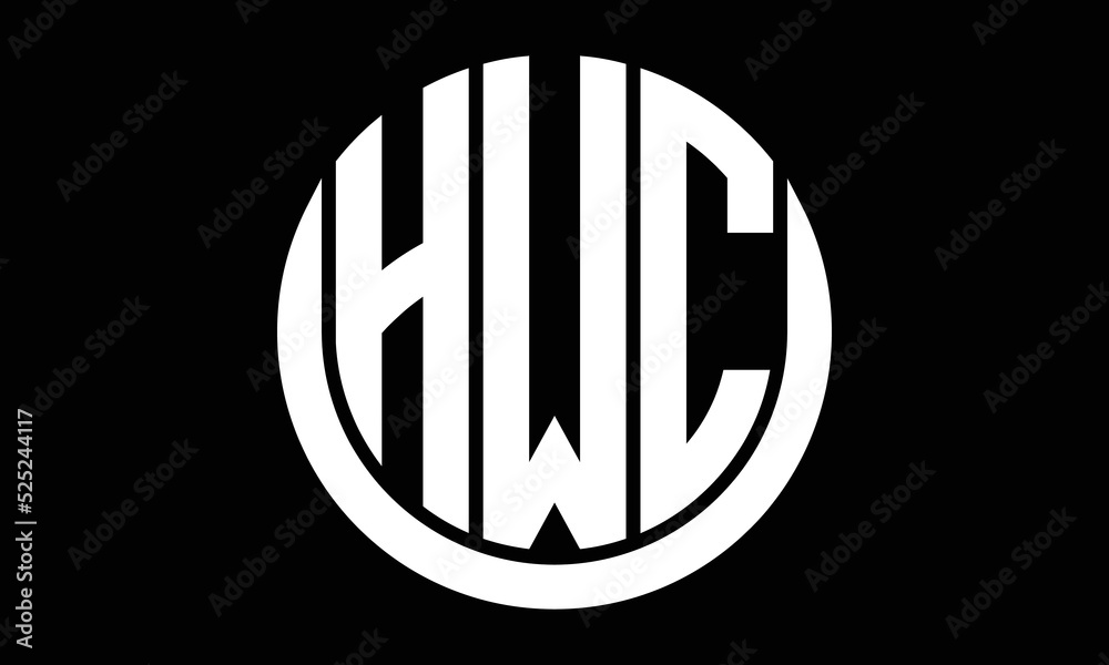 HWC shield in circle logo design vector template. letter mark, wordmark ...