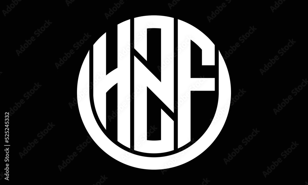 HZF shield in circle logo design vector template. letter mark, wordmark ...